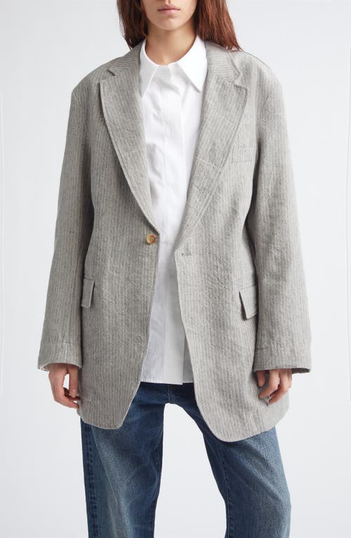 R13 R13 Oversize Ragged Stripe Virgin Wool & Linen Blazer